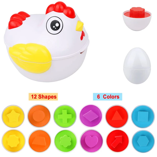 12 Matching Eggs Montessori Sensory Baby Toys Easter Eggs Chicken ...