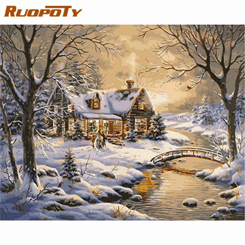RUOPOTY-Acrylic-Painting-By-Numbers-Diy-Gift-Winter-Landscape-For ...