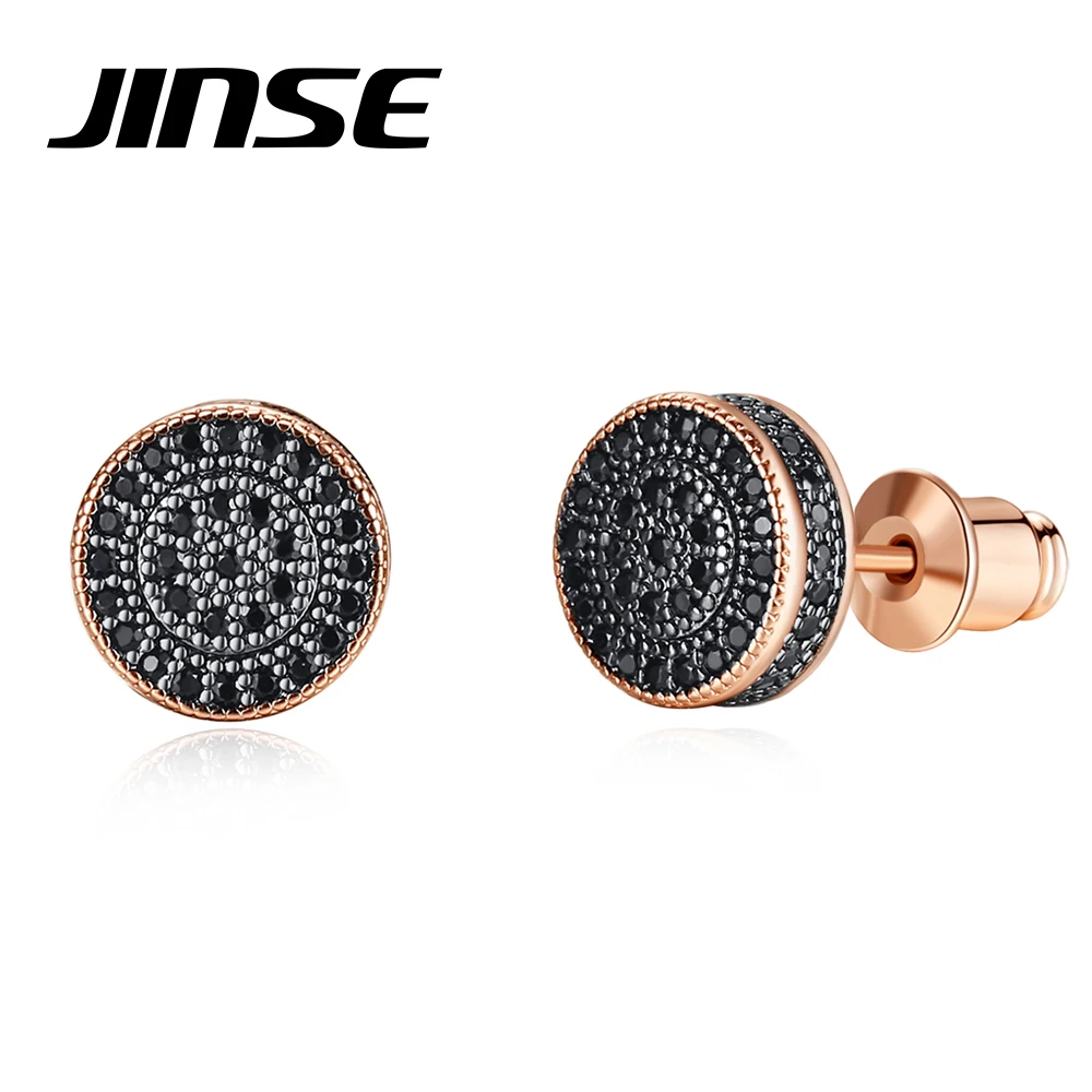 JINSE Black White Cubic Zirconia Fashion Stud Round Shape Unique Trend ...