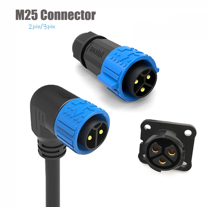 50A-M25-2-3-Pin-Connector-Self-locking-Waterproof-Male-Joint-Plug-Cable ...