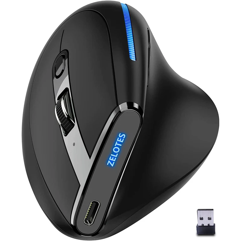 Jomaa 2.4G Wireless Vertical Mouse Rechargeable Ergonomic Mice Computer ...
