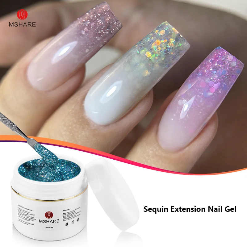 MSHARE-50g-Sequin-Glitter-Builder-Nail-Gel-Polish-Shiny-UV-LED-Nails ...
