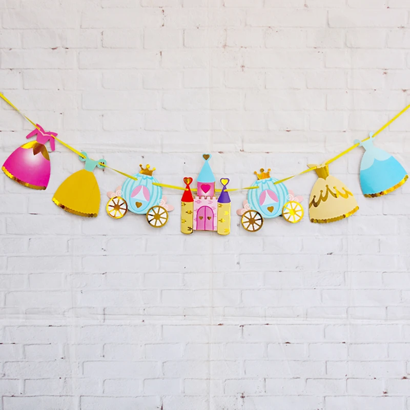 Banderas de Castillo de princesa de dibujos animados, banderines de ...