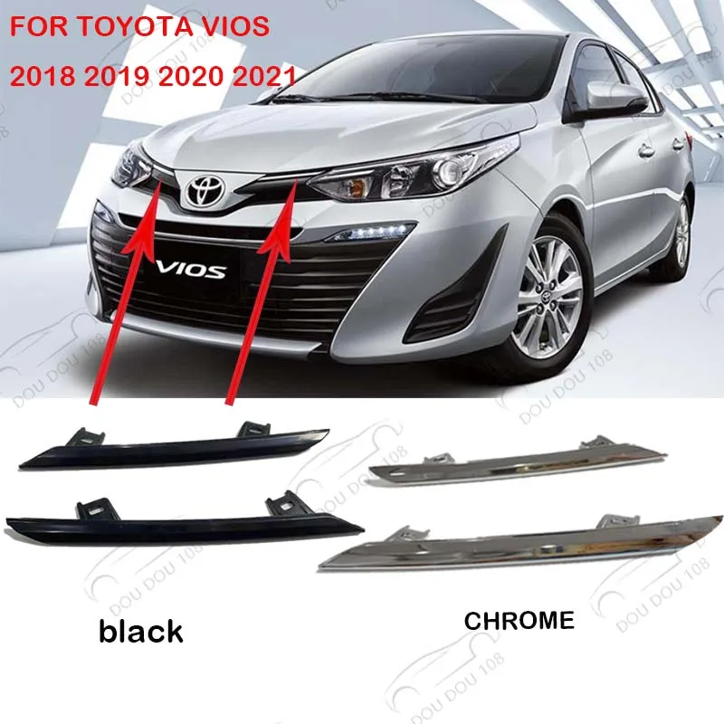 for-Toyota-VIOS-2019-2020-ABS-Chrome-BLACK-Car-Front-Car-Standard-Frame ...