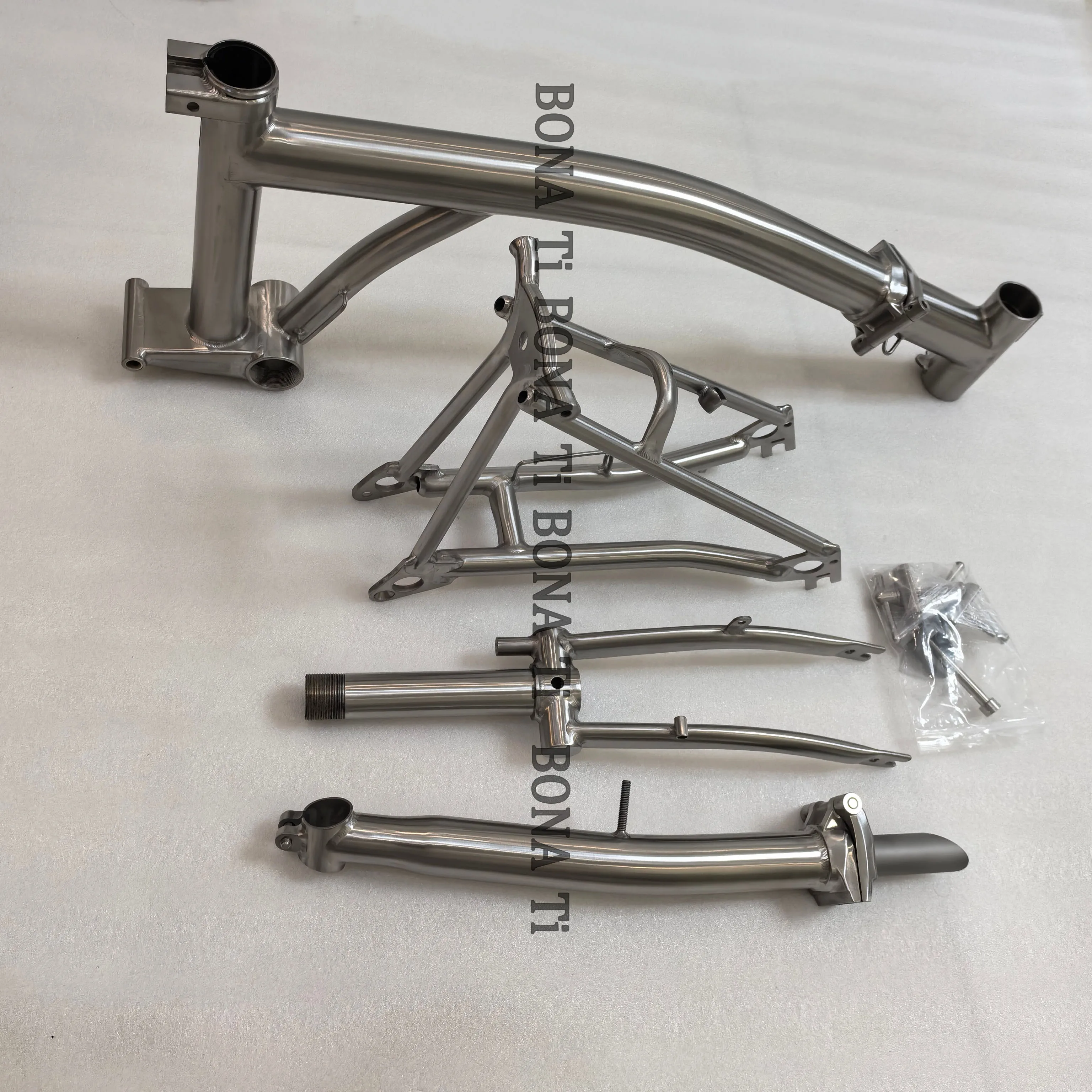 Titanium-Brompton-Framset-C-Brake-Main-Frame-Stem-Fork-Triangle-Folding ...