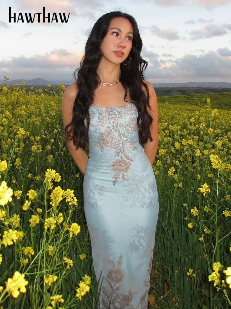 Hawthaw-Women-Sexy-Party-Club-Evening-Floral-Sleeveless-Bodycon-Long ...