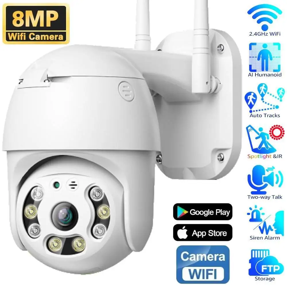 8MP-Wifi-Wireless-Security-Monitor-Cameras-HD-PTZ-Camera-LED-Outdoor-AI ...