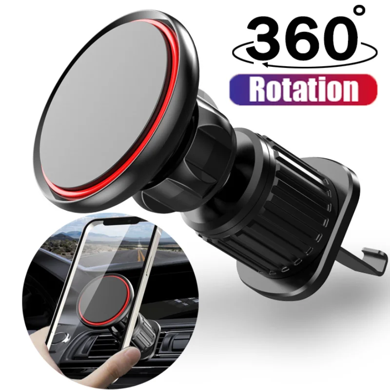 Magnetic-Car-Phone-Holder-360-Rotation-Car-Air-Vent-Clip-Strong-Magnet ...