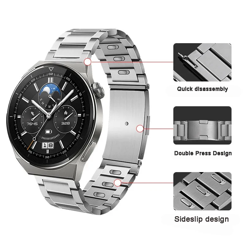 22mm-Titanium-Grey-Silver-Black-Strap-for-Huawei-GT3-46mm-Stainless ...
