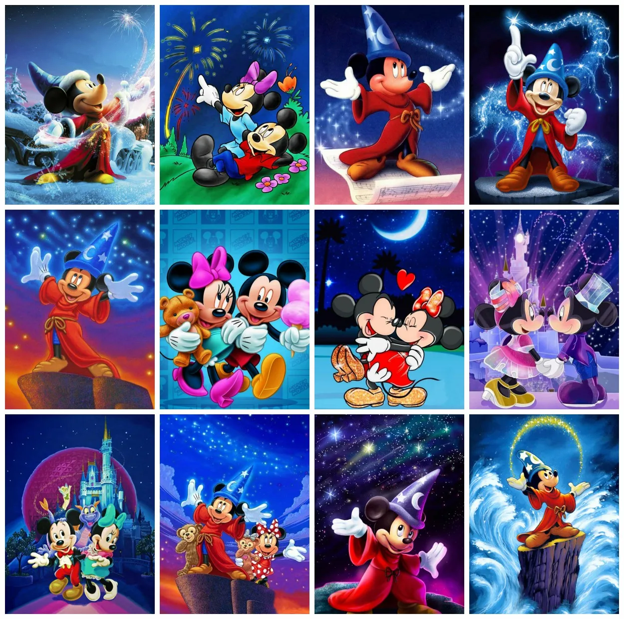 Disney Diamond Painting Mickey Minnie Mouse Castle Firework Mosaic ...