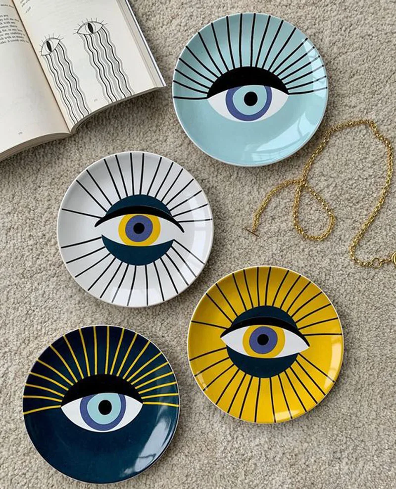 Handmade-Devil-Eye-Plates-Wall-Plate-Colourful-Decorative-Evil-Eye-Art ...