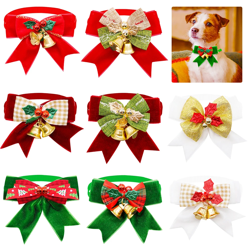 50-100pcs-Exquisite-Dog-Bowtie-Bell-Christmas-Bow-Tie-For-Dog-Dogs-Pets ...