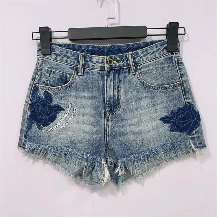 Y2K Loose Light Blue Denim Shorts Womens Clothing Harajuku Rose Bee ...