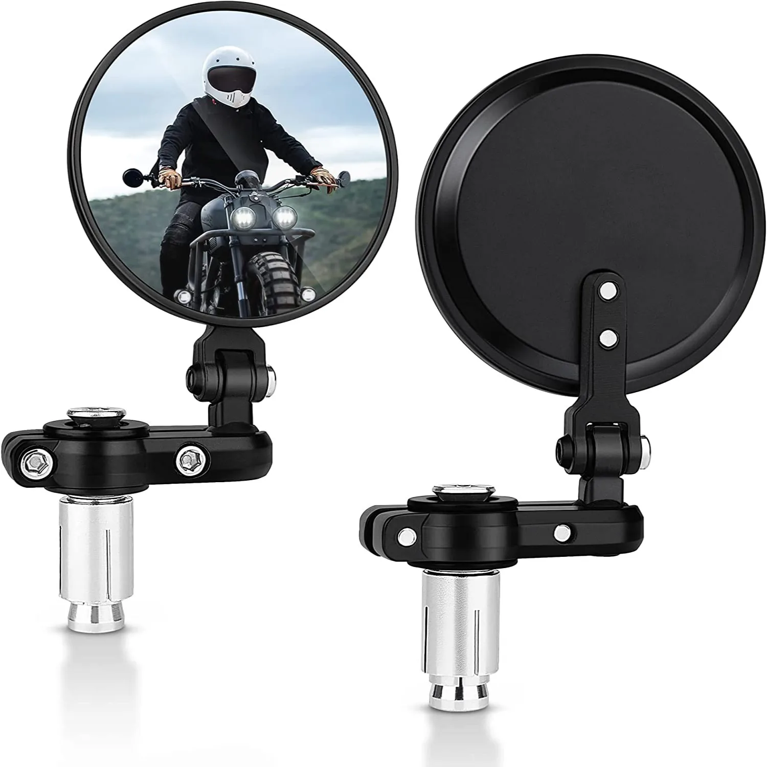 2024 2PCS /SET 22mm Universal Motorcycle Mirror Aluminum Black Handle ...