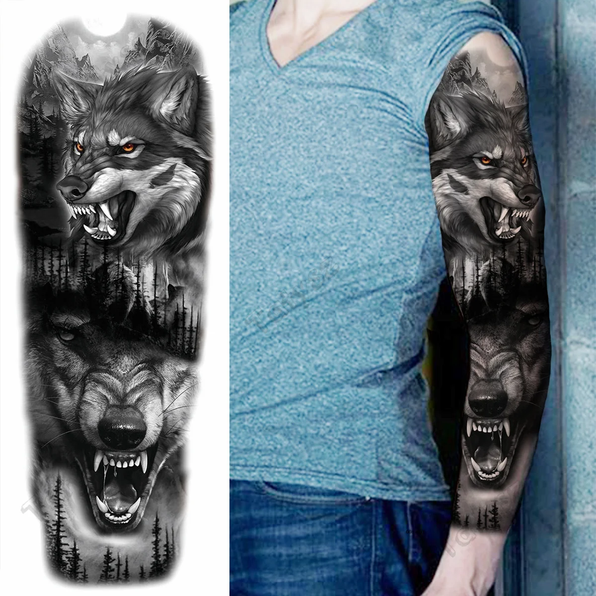 Wolf Sleeve Tattoos