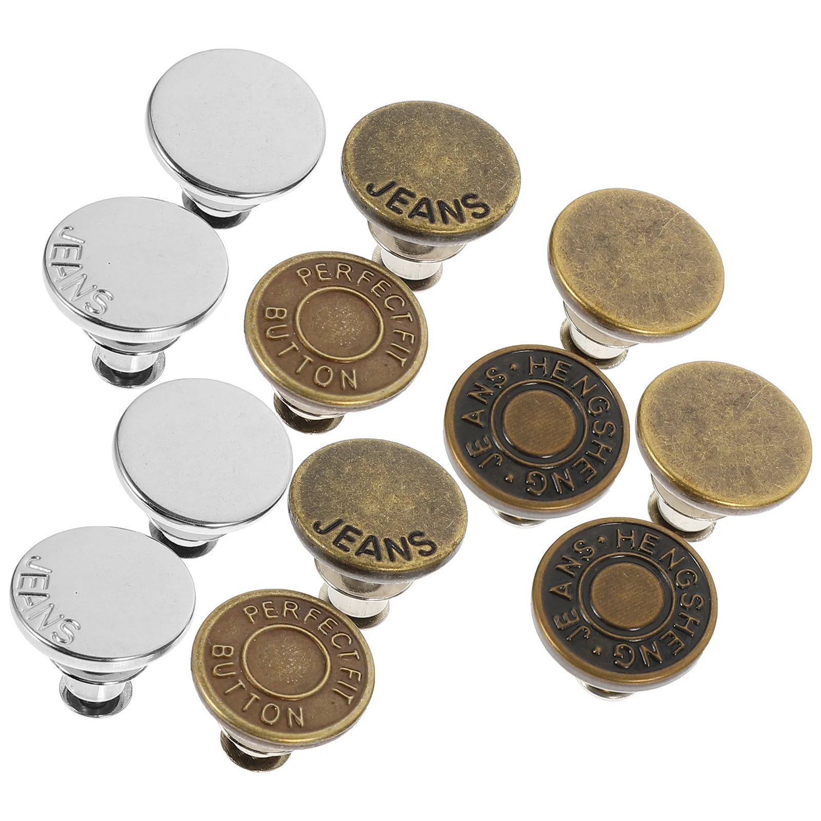12 Pcs Jean Pant Button Snaps Buttons Replacement Jeans Metal ...