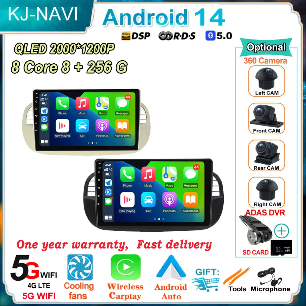 9-Android-14-Car-Radio-Stereo-for-Fiat-500-2007-2015-with-GPS ...