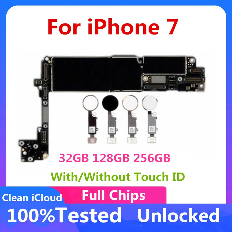 For iphone 7 Motherboard With Touch ID/Without Touch ID 32GB 128GB ...