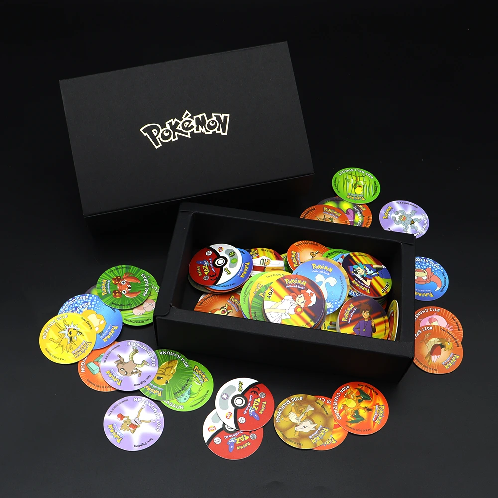 Pokemon tazos caixa de cartão pokemon pokemon pogs de plástico curso ...