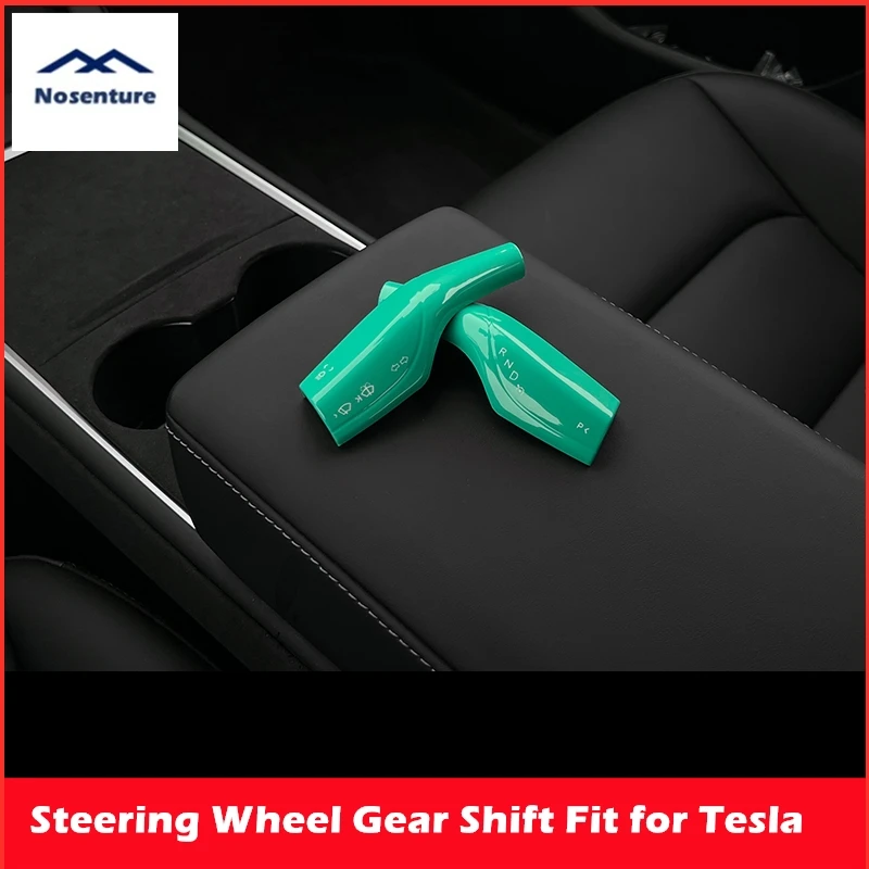 Steering-Wheel-Gear-Shift-Lever-Decor-Cover-Fit-For-Tesla-Model-3-Model ...