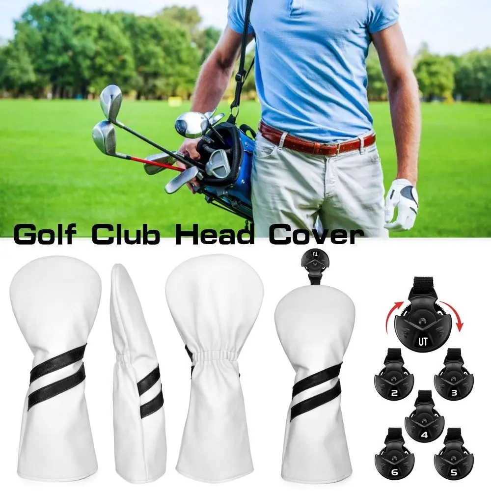 White-Golf-Club-Headcover-for-Driver-Fairway-Wood-Hybrids-Set-Golf-Wood ...