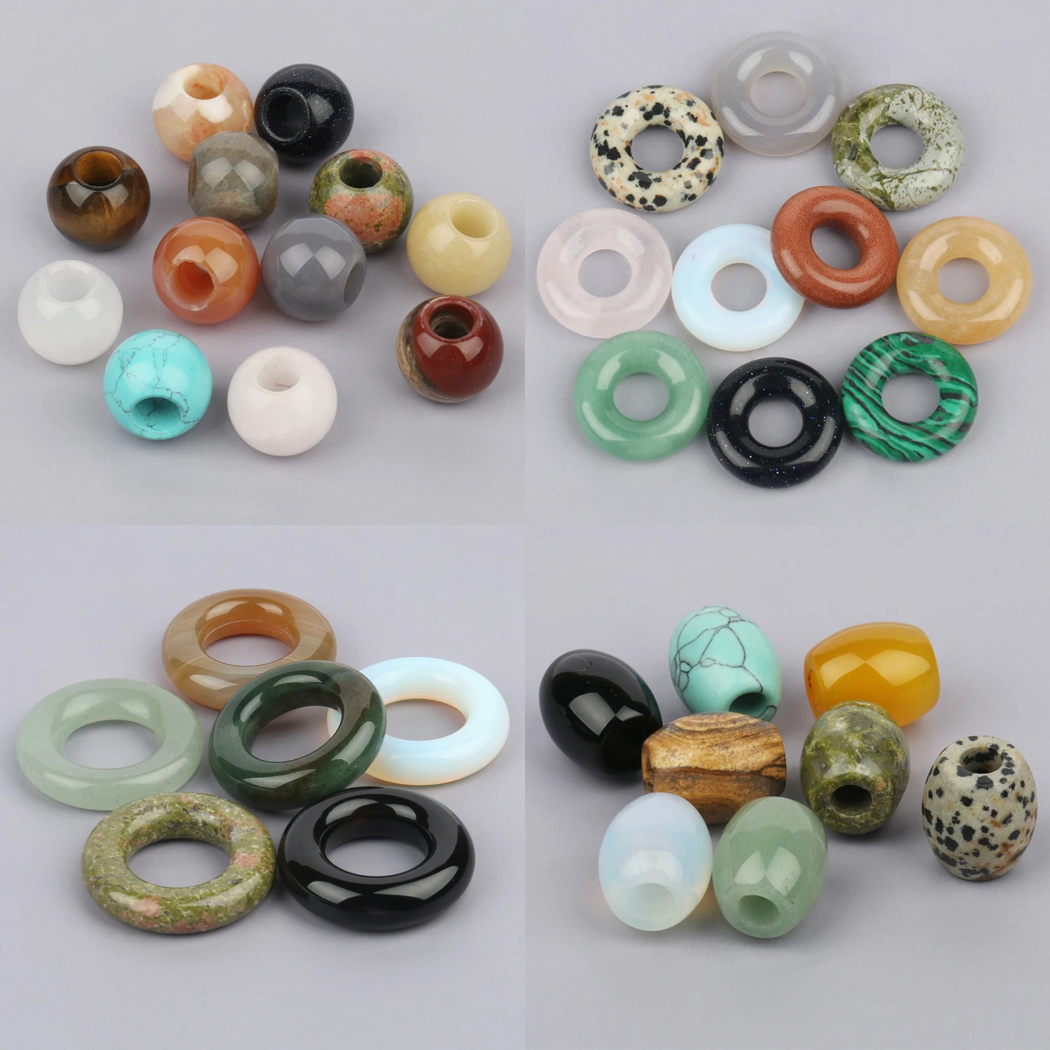Natural-Big-Large-Hole-Stone-Beads-Oval-Round-Circle-Gemstone-Beads ...