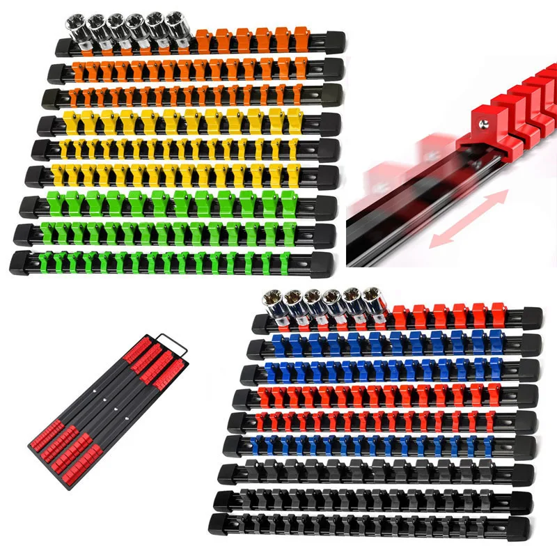 New Style Socket Wrench Head Storage Rack 1/4 3/8 1/2 Drive Socket Clip ...