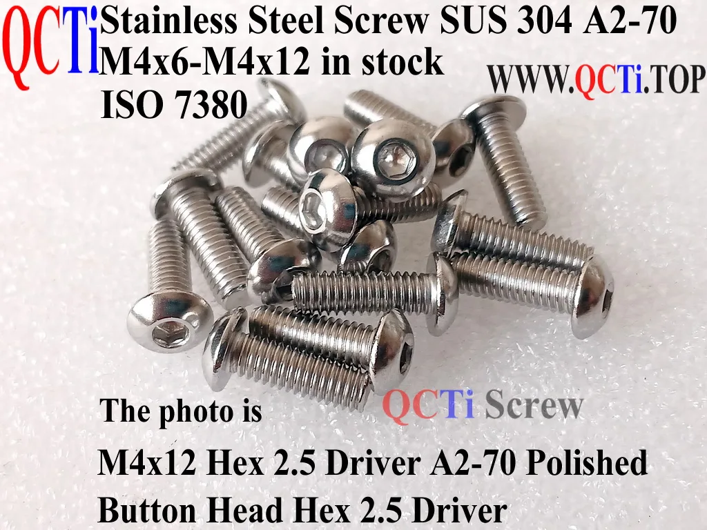 ISO 7380 Stainless Steel screw M4x4 M4x5 M4x6 M4x8 M4x10 M4x12 Button ...