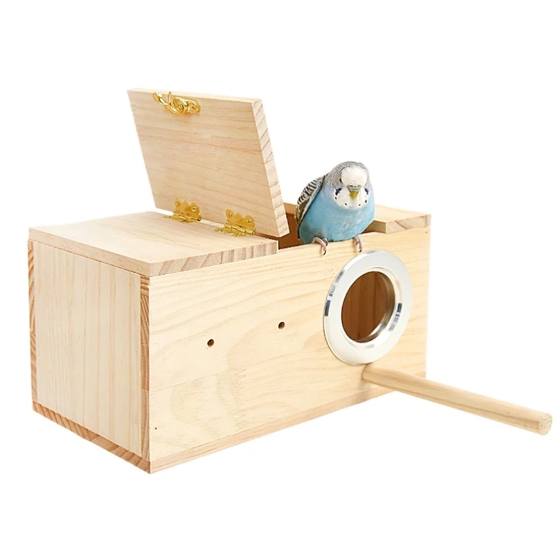 Bird-Cage-Solid-Wooden-Birdhouse-Parrot-Breeding-Hatching-Box-Birds ...