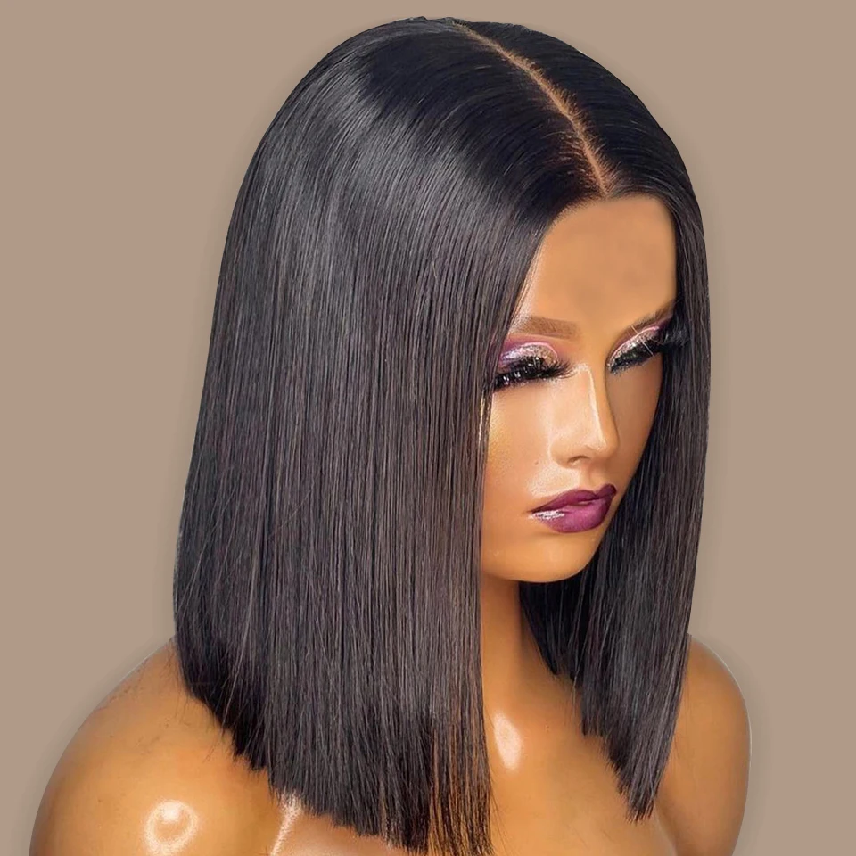 Bone-Straight-Bob-Wig-Lace-Front-Human-Hair-Wigs-For-Women-Short-Bob ...