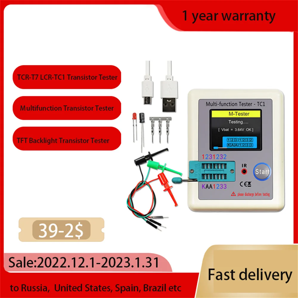 Multifunctional LCR-TC1 Transistor Tester Multimeter Display With 160* ...