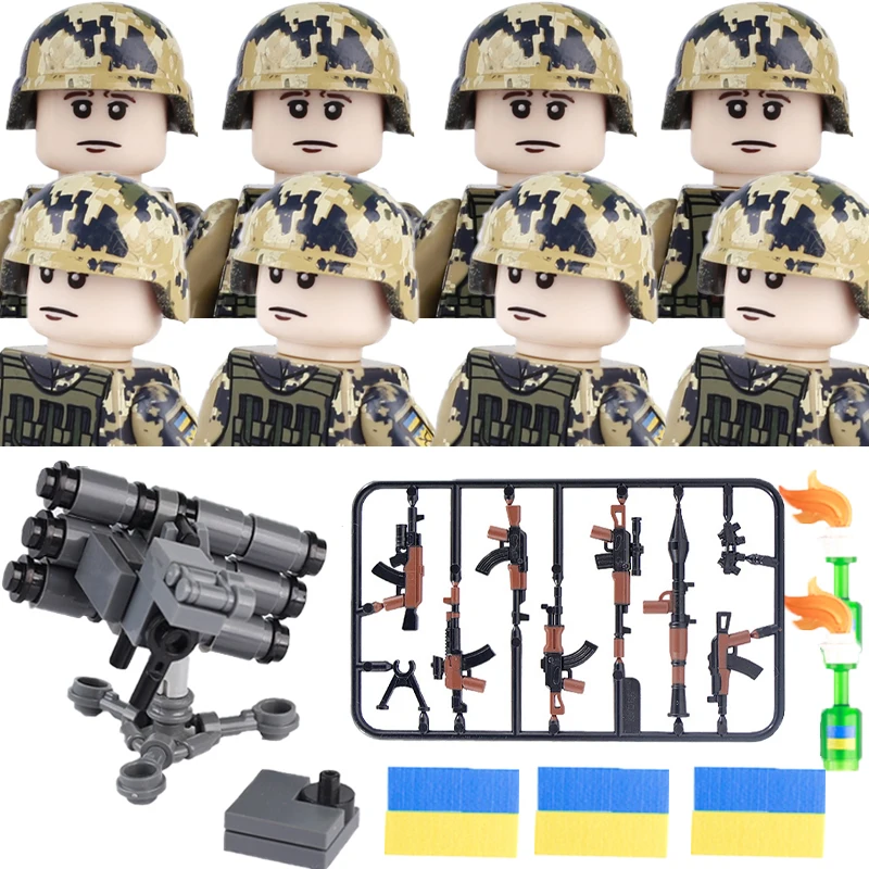 City-Ukraine-Military-Infantry-Figures-Building-Blocks-WW2-Army-Armorer ...