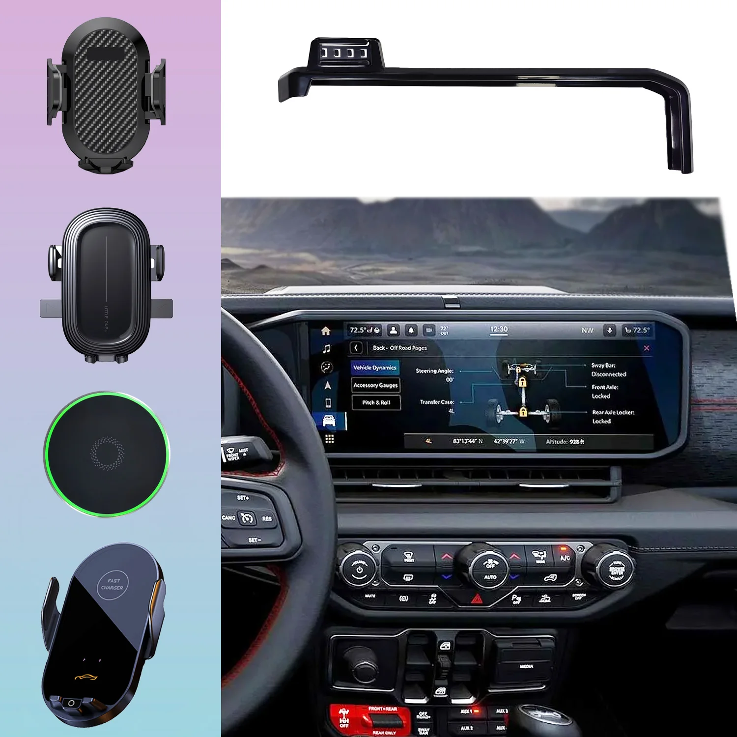For Jeep Wrangler JL 2024 Phone Holder Car Magnet Phone Stand wireless ...