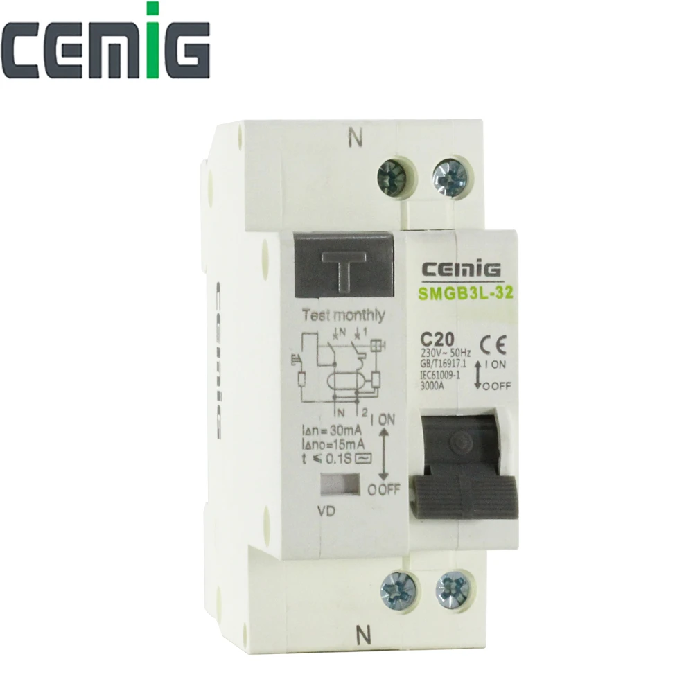 DPNL 1P+N Residual Current Circuit Breaker With Over And Short Current ...