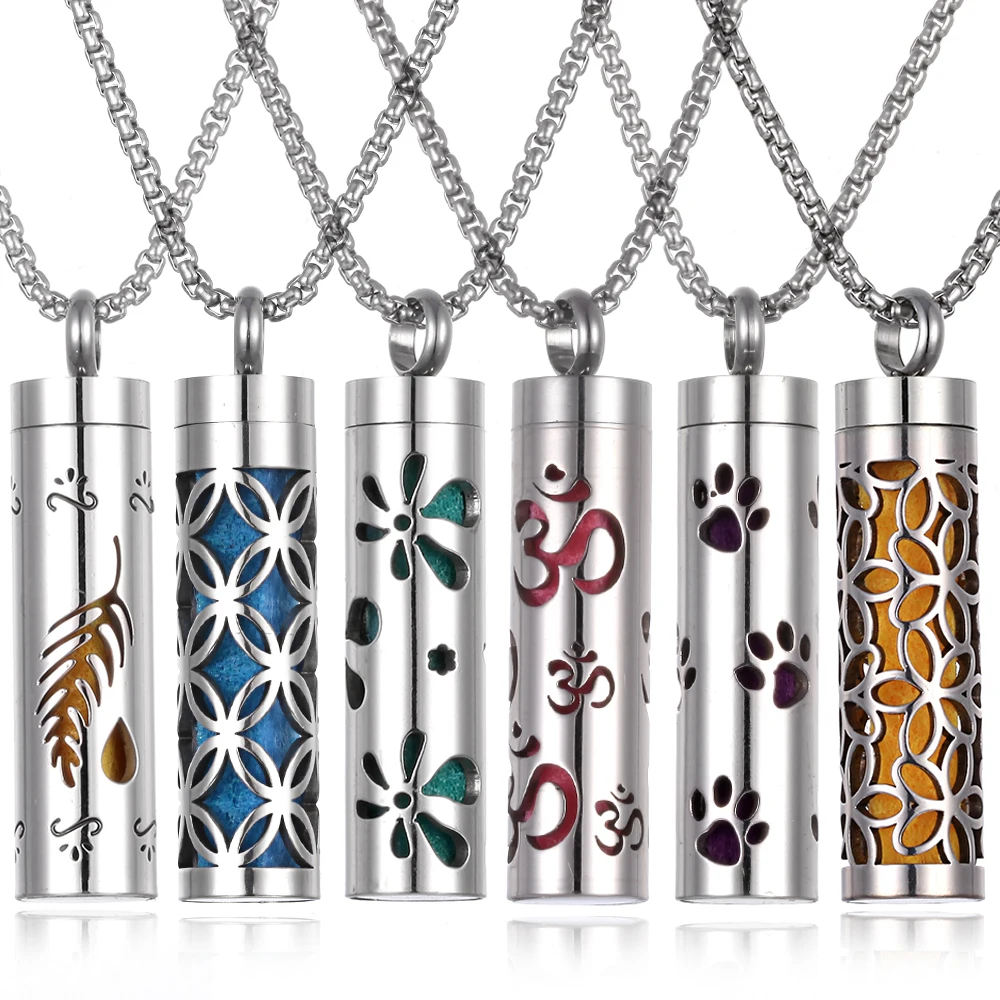 Collar-difusor-de-aromaterapia-medall-n-de-acero-inoxidable-con-forma ...