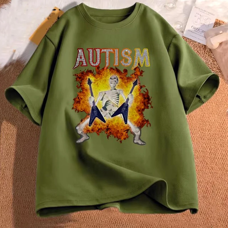Autism-Funny-Skeleton-Meme-Men-s-T-shirt-Cotton-Mens-Clothing-Graphic ...