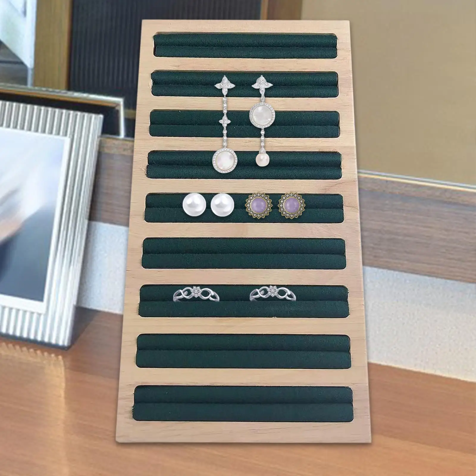 Wood-Ring-Display-Stand-Wood-Elegant-Jewelry-Display-Storage-Tray-for ...