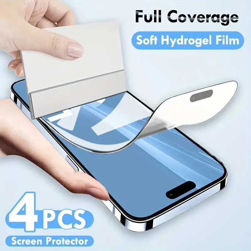 4Pcs-Hydrogel-Film-Full-Cover-For-iPhone-11-12-13-14-Pro-Max-HD-Screen ...