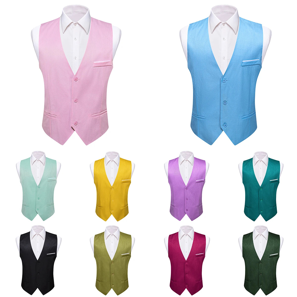 Luxury-Vest-for-Men-Silk-Black-Blue-Red-Green-Pink-Gold-Yellow-Purple ...