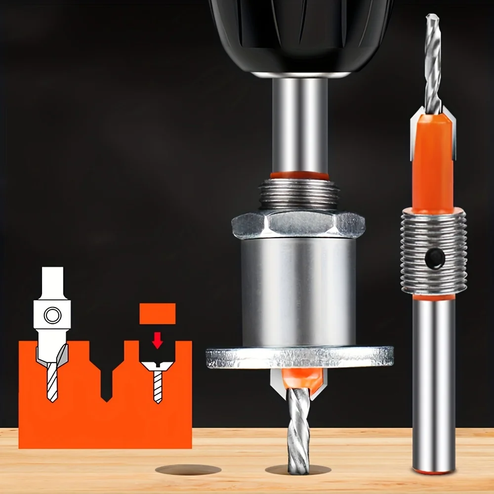 1PC/5PCS Countersink Bit Set | Alloy Cone Drill with Depth Stop ...