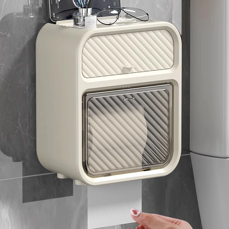 Toilet-tissue-boxes-wall-mounted-toilet-paper-suction-box-Punch-Free ...