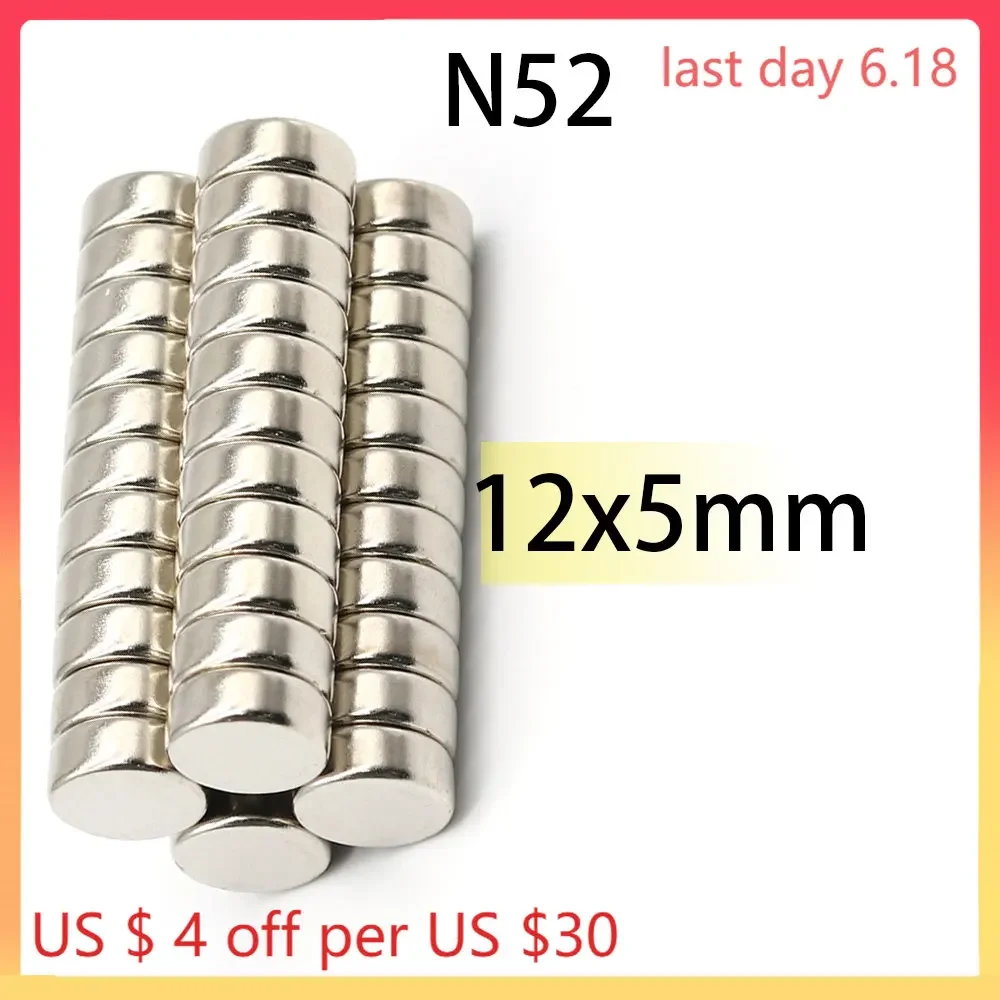 12x5mm-N52-Round-Disc-standard-Blocks-Rare-Earth-Super-Strong-Neodymium ...