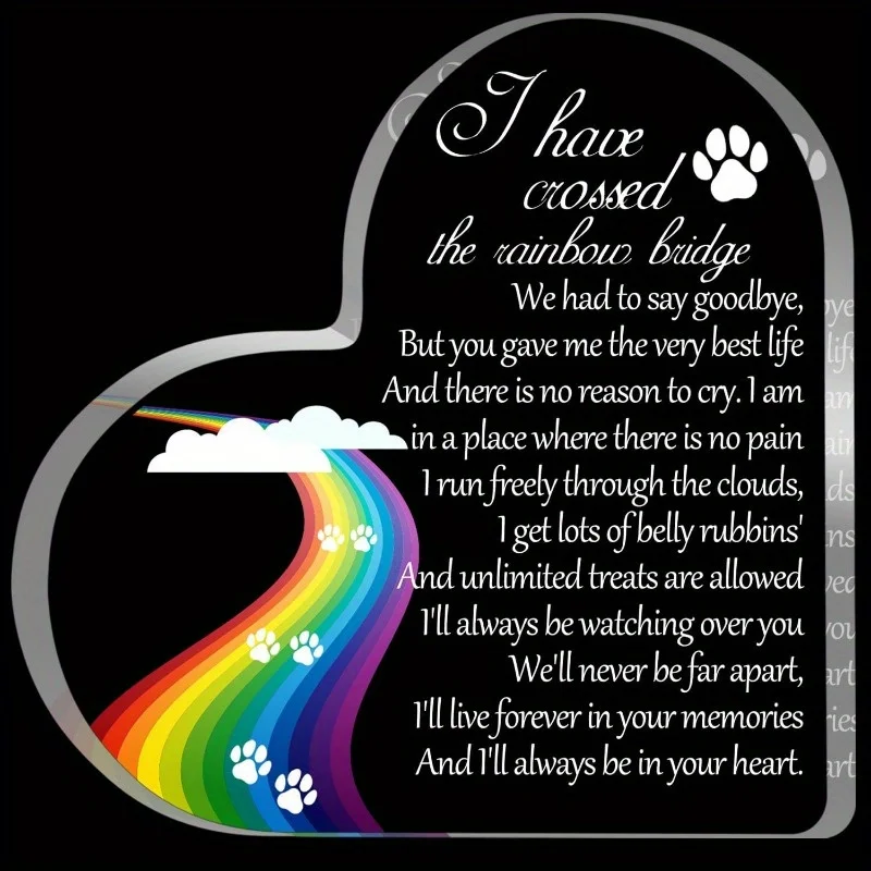 Gifts, Sympathy Gift for Loss of Dog Cat, Acrylic Rainbow Bridge ...