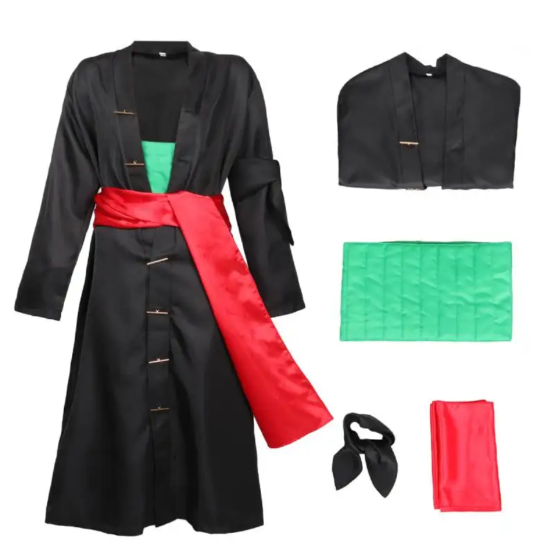 DAZCOS-Roronoa-Zoro-Cosplay-Costume-Black-Kimono-Robe-Cloak-with-Sash ...