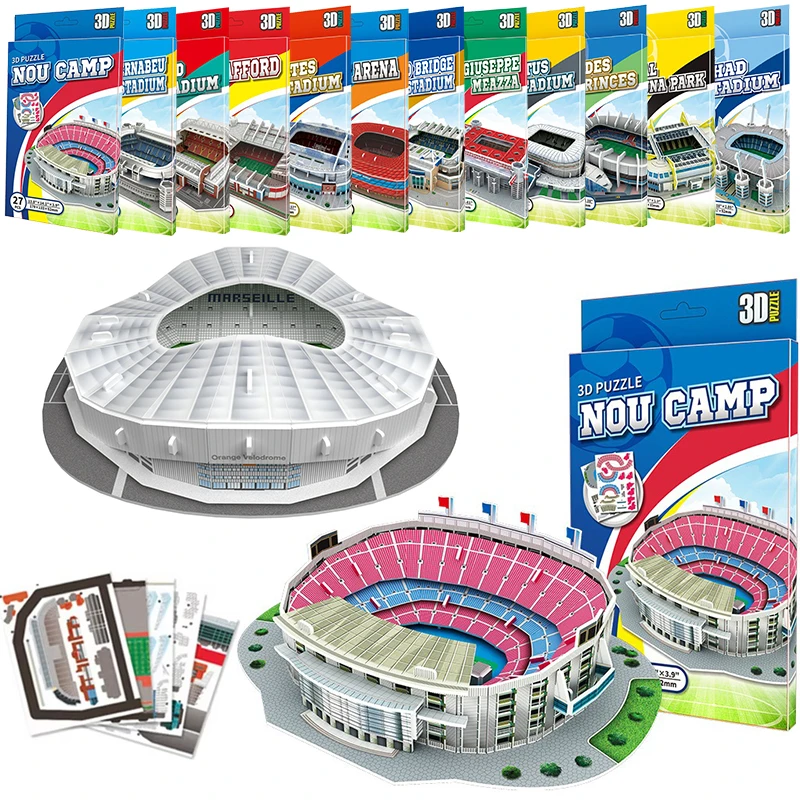 1Set Football Field Paper Puzzle Famous Stadiums Mini 3D Model Puzzle ...