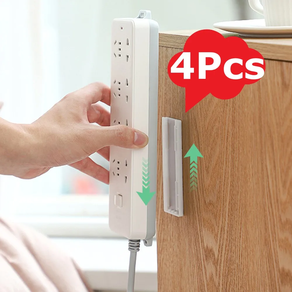 1-4pcs-Wall-Mounted-Holder-Punch-Free-Plug-Fixer-Self-Adhesive-Socket ...