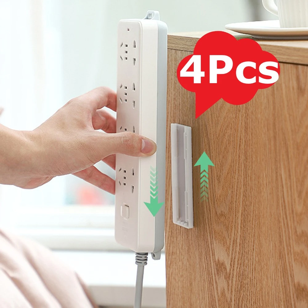 1/4pcs Wall-Mounted Holder Punch-Free Plug Fixer Self-Adhesive Socket ...