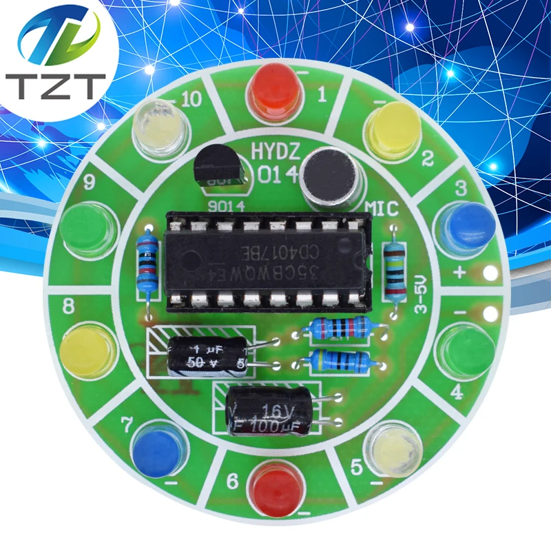 CD4017-colorful-voice-control-rotating-LED-light-kit-electronic ...