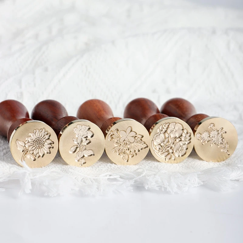 2pc/set Wax Seal Head Vintage Sealing Wax Stamp Flower Style Seal with ...