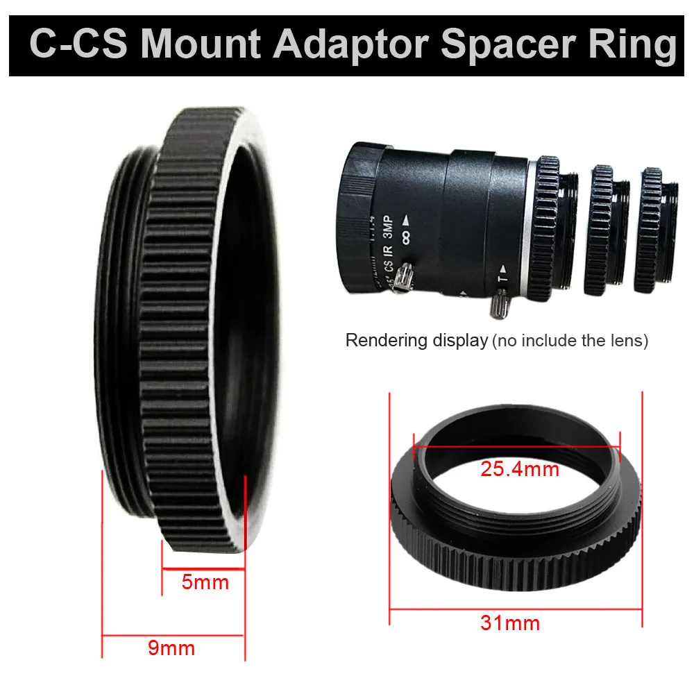 Camera Lens C-Mount Adapter 5mm C to CS Extension Tube Adaptor Spacer ...